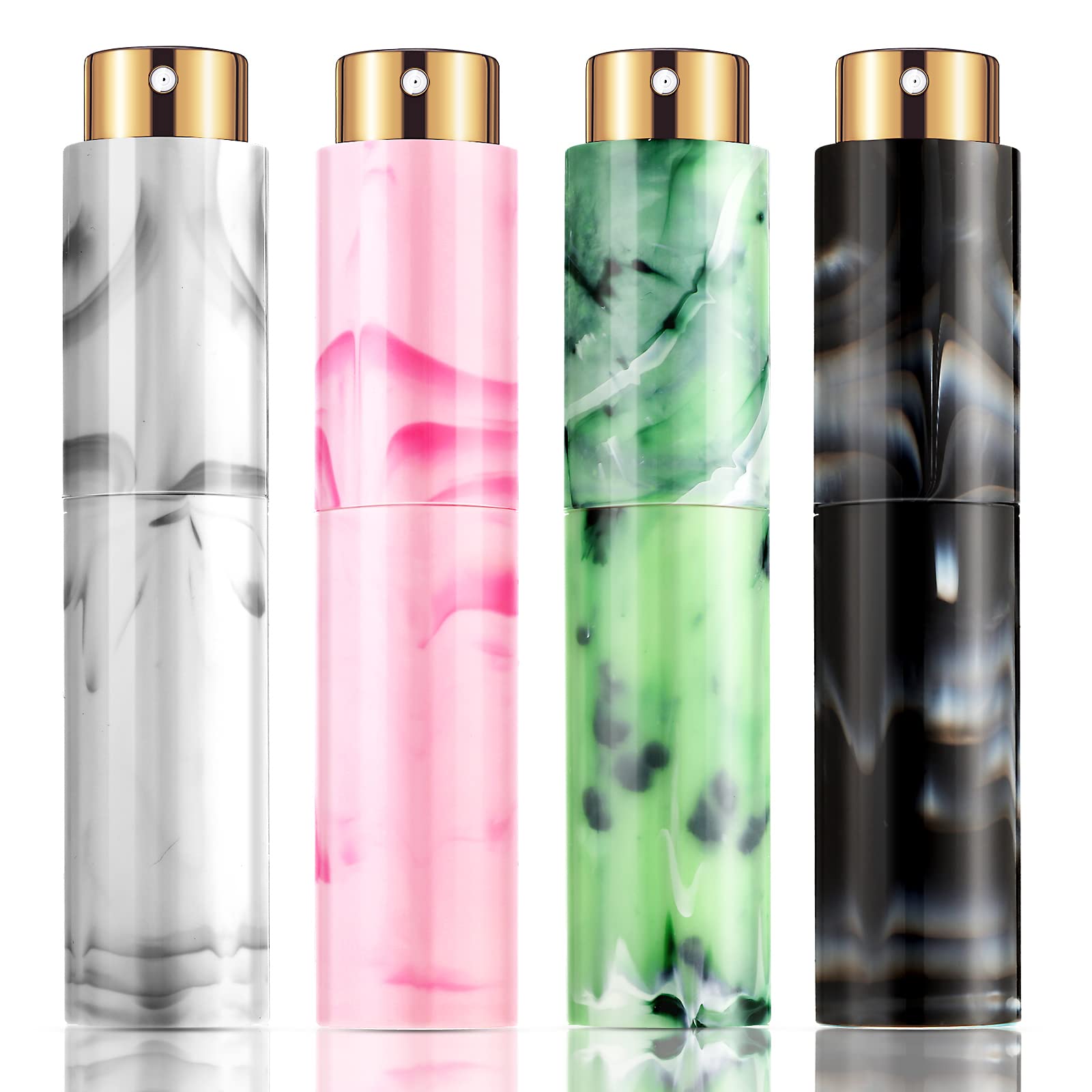 4 Pcs 10 ml Perfume Atomizer Refillable Cologne Containers Mini Travel Perfume Bottle Refillable Atomizer Sprayer Perfume Pocket Dispenser Spray Empty Bottle for Women Men, Multi Marble Style