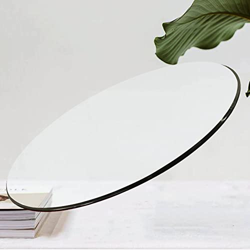 48 inch Clear Round Glass Top, 3/8" Thick Tempered Table Top with Pencil Polished Edge, Transparent Flat Circular Sheet for Dining Table, Coffee Table, Restaurant Table