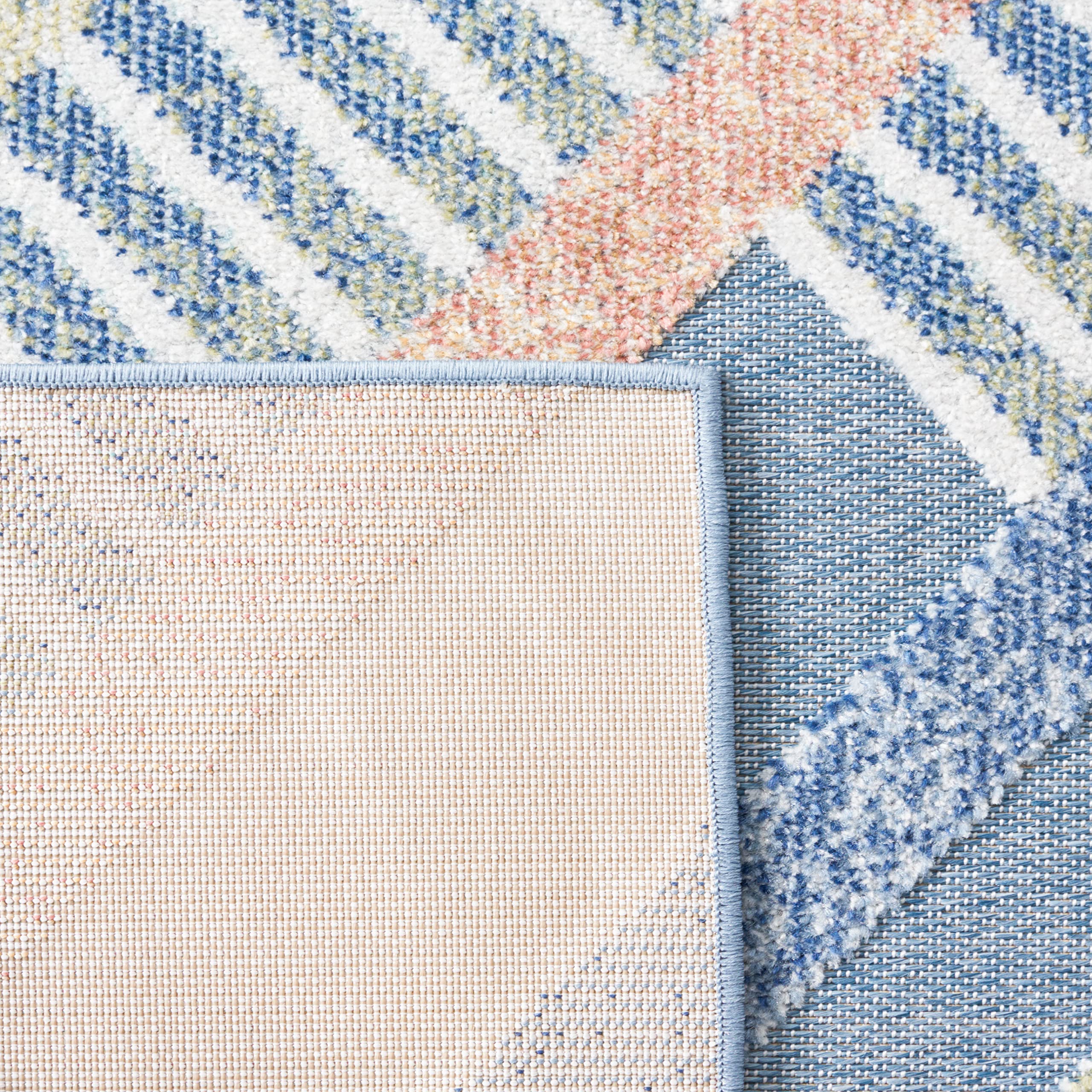 SAFAVIEH Sarasota Collection Accent Rug - 4'5" x 6'5", Blue & Light Green, Mid-Century Modern Design, Non-Shedding & Easy Care, Indoor/Outdoor & Washable-Ideal for Patio, Backyard, Mudroom (SAR102J)