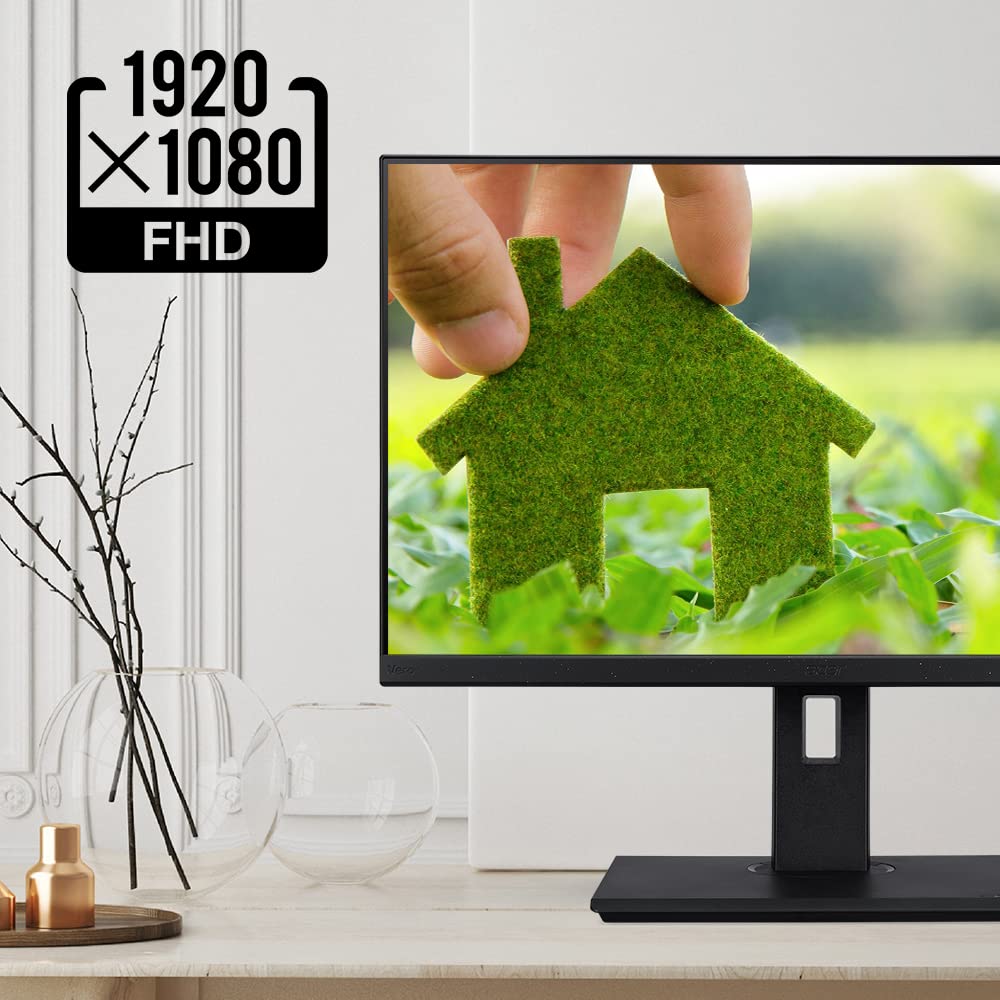 Acer Vero BR247Y bmiprx 23.8β FHD IPS Zero-Frame Monitor with Adaptive-Sync | 75Hz Refresh Rate | 4ms | EPEAT Silver | Made with Post-Consumer Recycled (PCR) Material (Display Port, HDMI 1.4 & VGA)