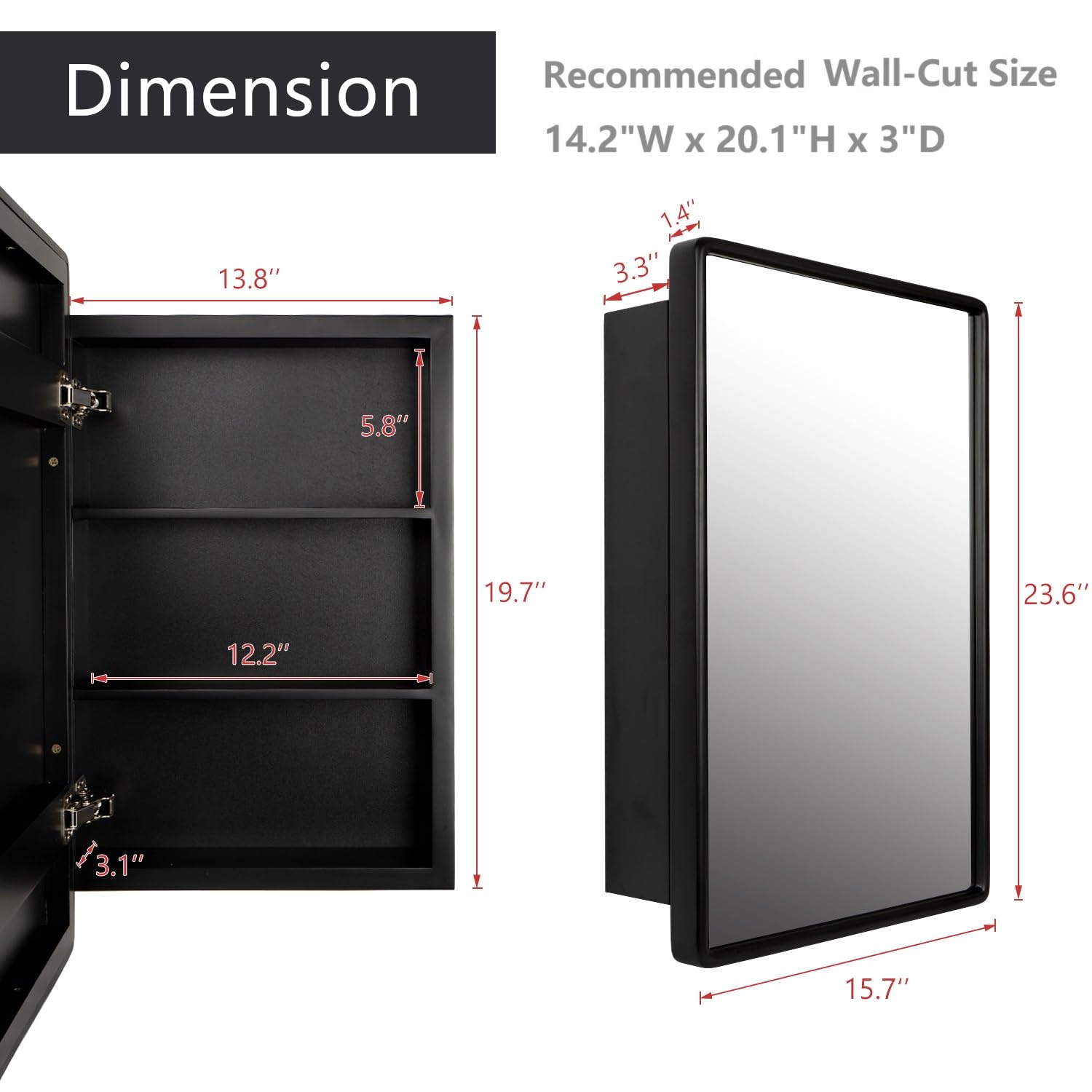 LuxyDecor Medicine Cabinets Mirror Modern Wall Mounted Mirror Cabinet Solid Wood with Storage 24" x 16" (Brown)