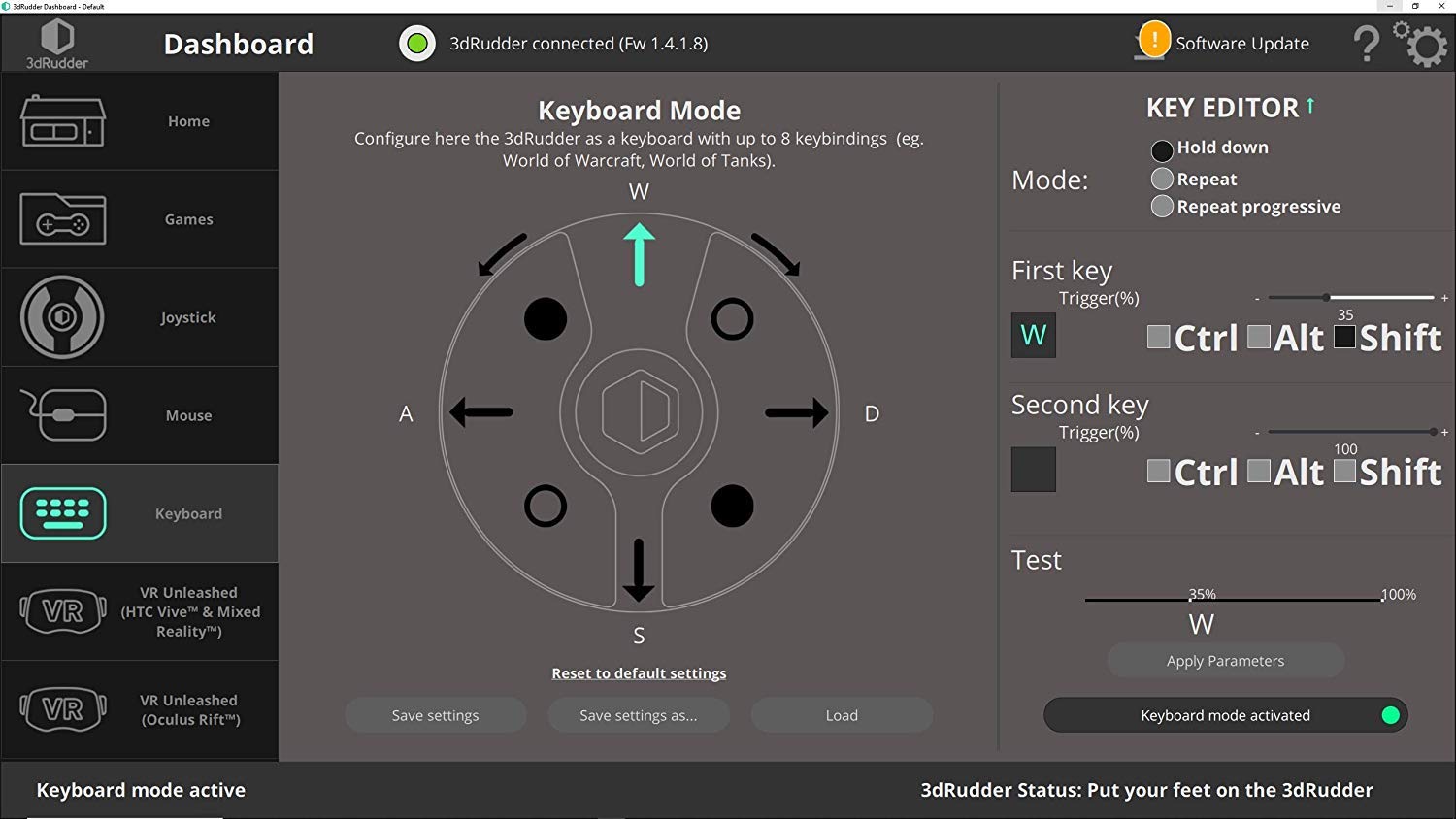 3dRudder Foot Motion Controller for VR and PC Games and Applications with VR Mode, Foot Keyboard Mode, Foot Mouse Mode, Foot Joystick Mode