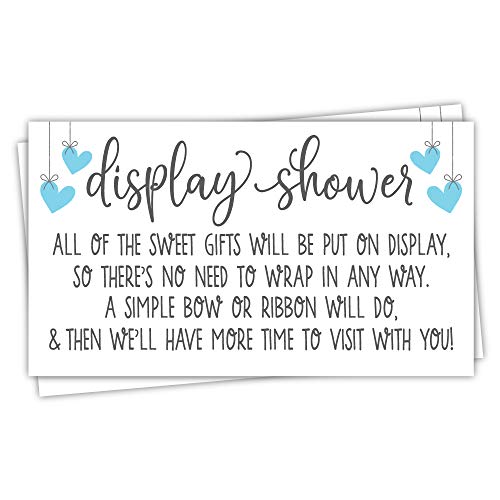 50 Blue Display Shower Cards - Unwrapped Gift Request for Boy Baby Shower - Invitation Inserts