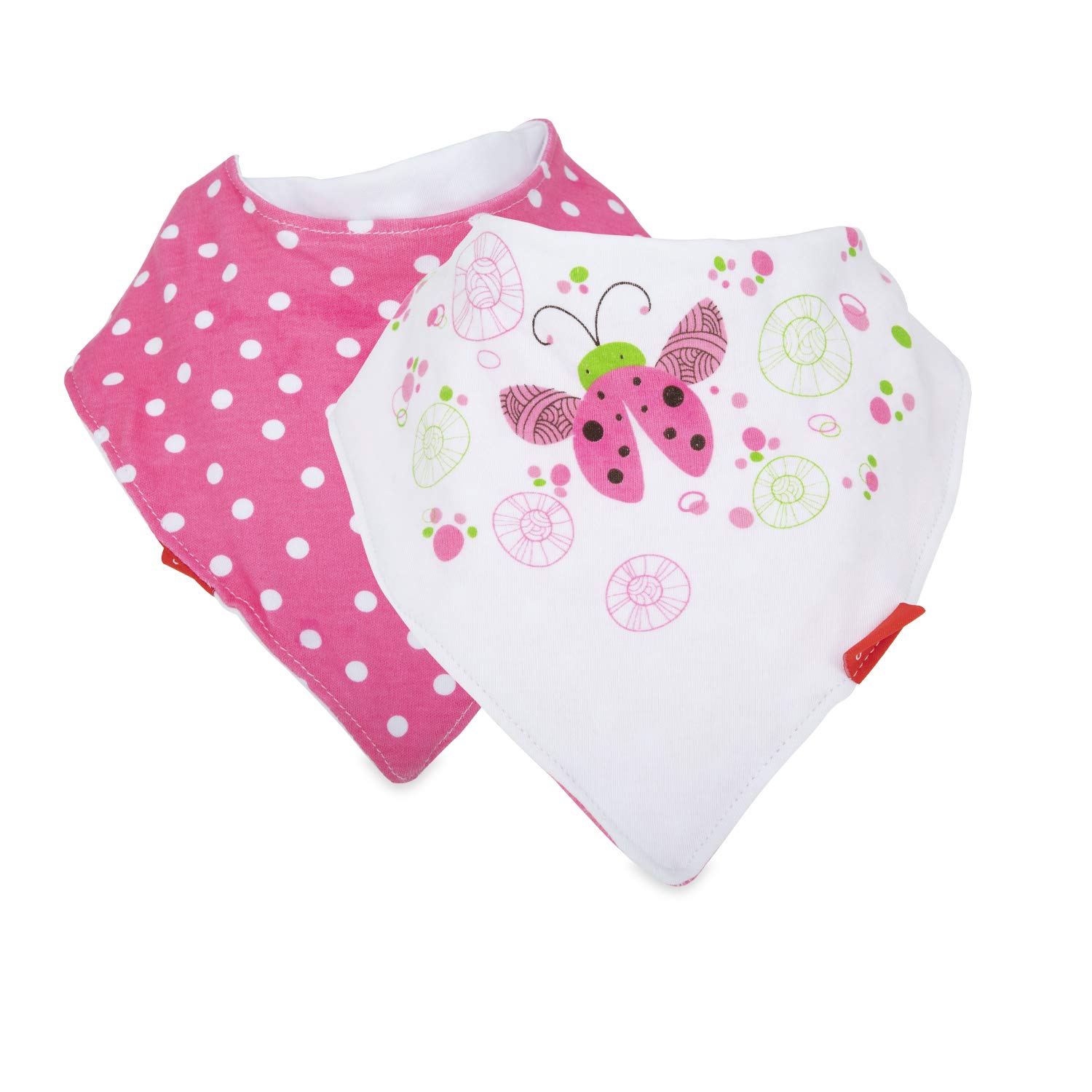 Nuby 2-pk Dribble Catcher Bandana bibs, Super Absorbent Drool Bib with Soft Comfort Neckline, Girl