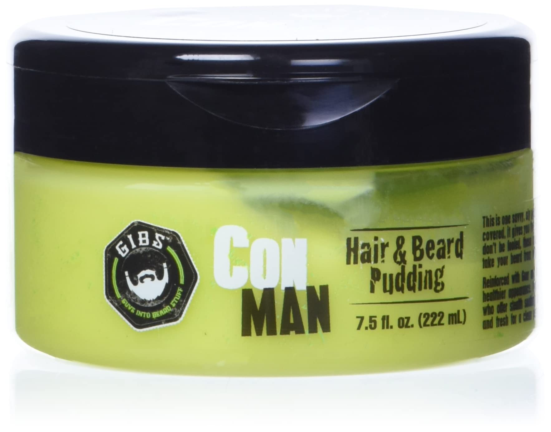 GIBS Con Man Hair & Beard Pudding - Leave-In Conditioner, Curl Definer,Green 7.5 Fl oz