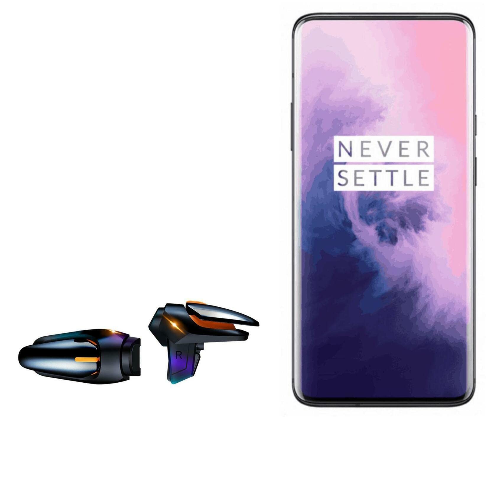 BoxWave Gaming Gear Compatible with OnePlus 7 Pro 5G - Touchscreen QuickTrigger Auto, Trigger Buttons Autofire Gaming Mobile FPS - Jet Black