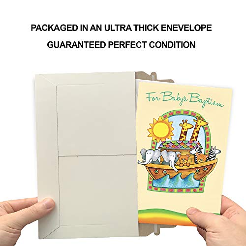 Religious Baby Baptism Greeting Card, Made in America, Eco-Friendly (Animals)