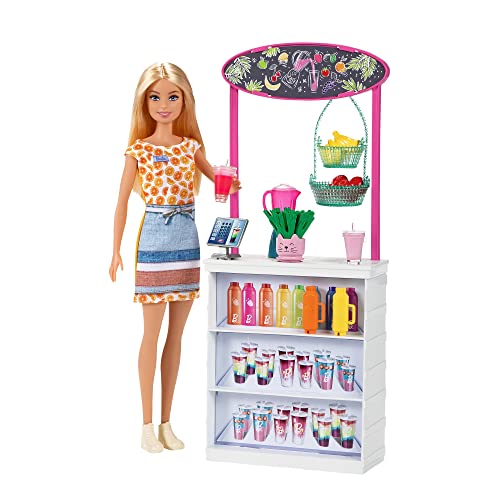 Barbie GRN75β Smoothie Bar Playset with Blonde Doll, Smoothie Bar & 10 Accessories, Multicolor, 30.5 cm*5.8 cm*12.7 cm