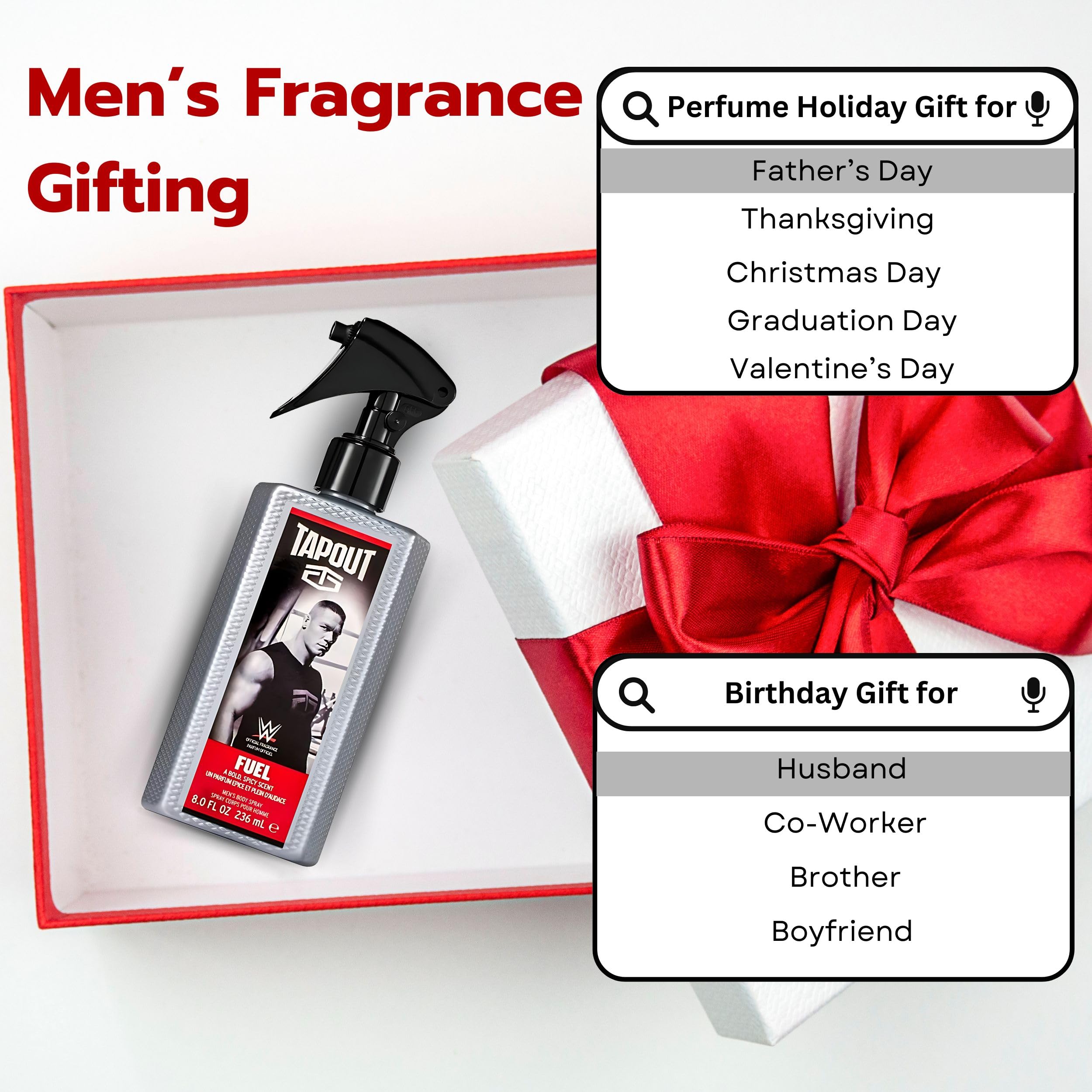 Tapout Fuel Body Spray Perfume for Men – Refreshing Fragrance, 8 oz