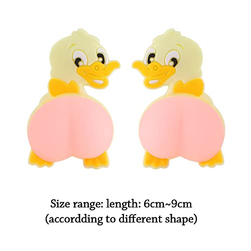 8pc 3D Silicone Butt Gift Rearview Mirror Phone Decoration Door Stop Cartoon Cute Animal Avoidance Collision