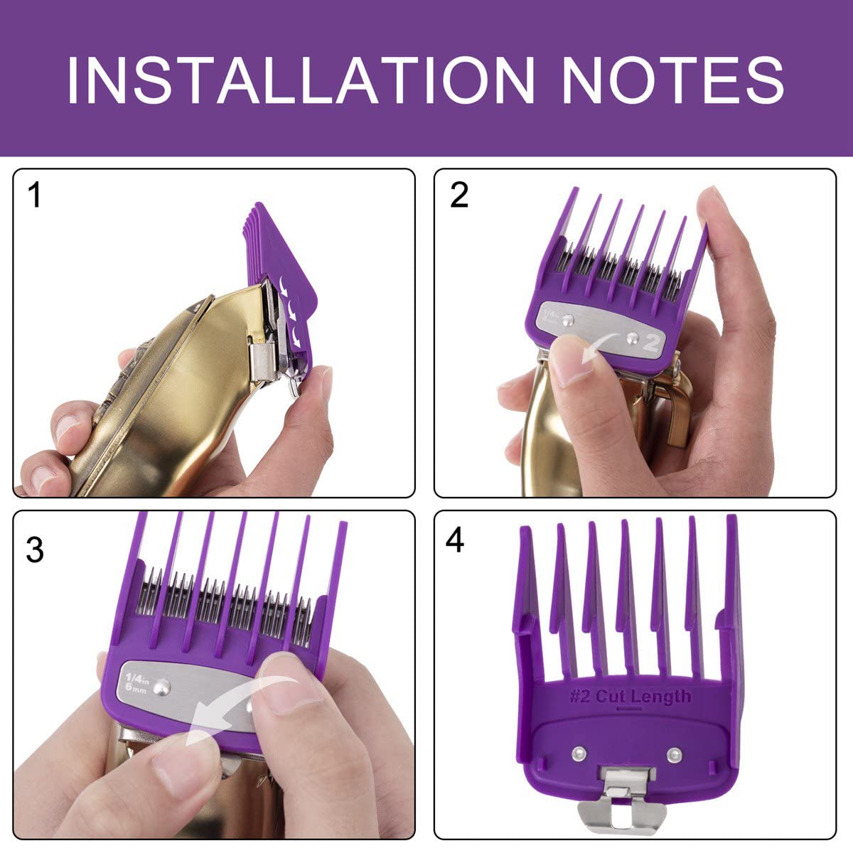 8pcs Colorful Hair Clippers Guard Combs Attachment #3171-500 1/8” to 1,Replacement Hair Guides Combs Set Fits for Most Full Size Hair Clippers