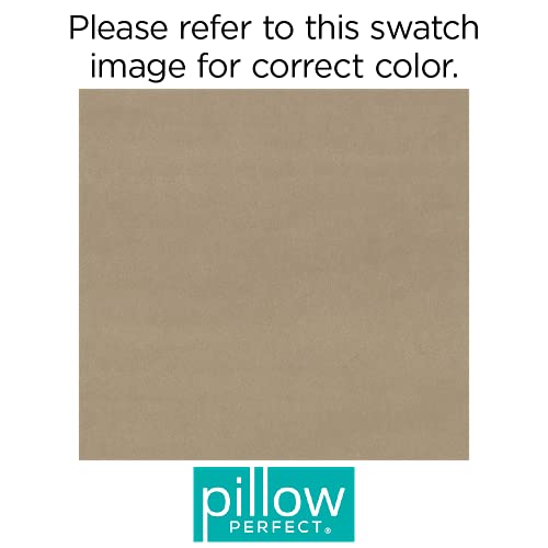 Pillow Perfect Pompeii Solid Indoor/Outdoor Wicker Patio Sofa/Swing Cushion Tufted, Weather and Fade Resistant, 18" x 56", Beige