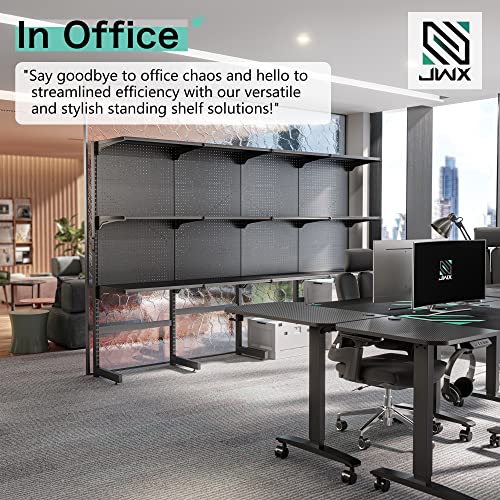 JWX DDB Gaming Standing Shelf Units, Home Office cabinets with Metal Pegboard and 15 Pieces Organizer Tool Holders