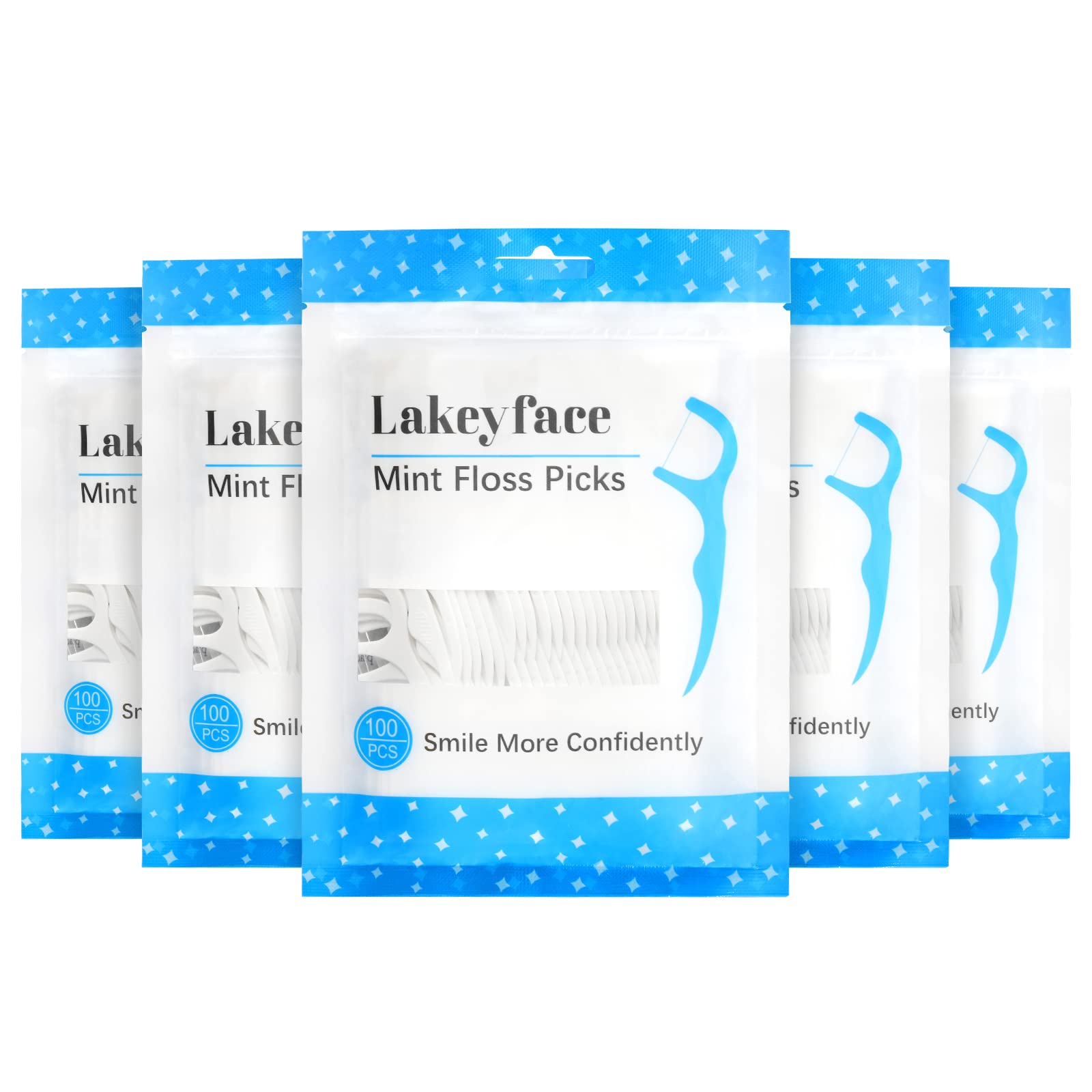 500 Count Mild Mint Dental Floss Picks Great Value Family Pack, BPA Free Flossers for Adults, Tooth Picks Flossers with Toothpicks, 100 Count Bag (Pack of 5)