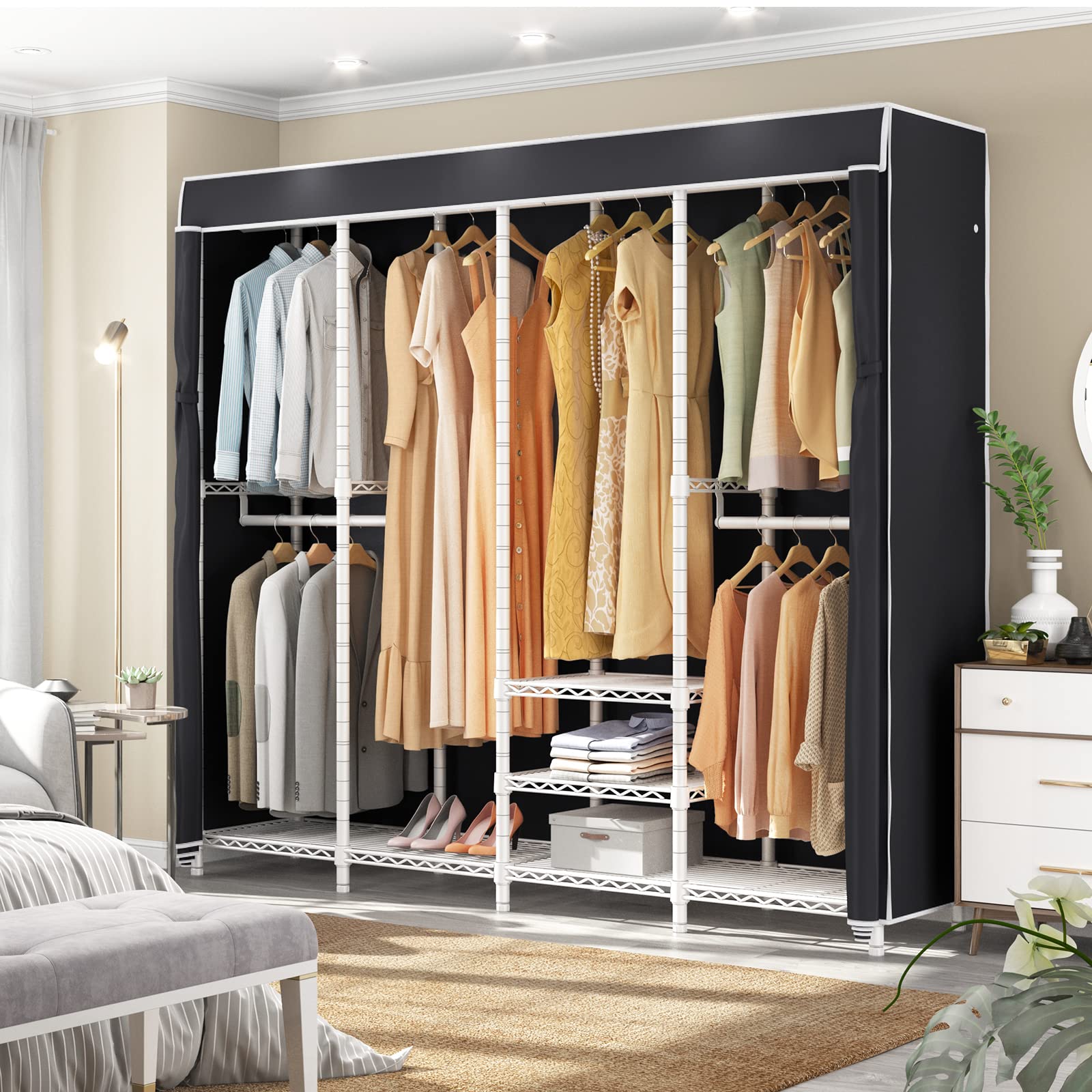 VIPEK Cover ONLY for V40/V40S/V40S i1/V40 Pro Garment Rack, Dustproof Oxford Fabric Clothing Rack Cover with Zipper, 77" L X 16.9" W X 73.8" H, Black