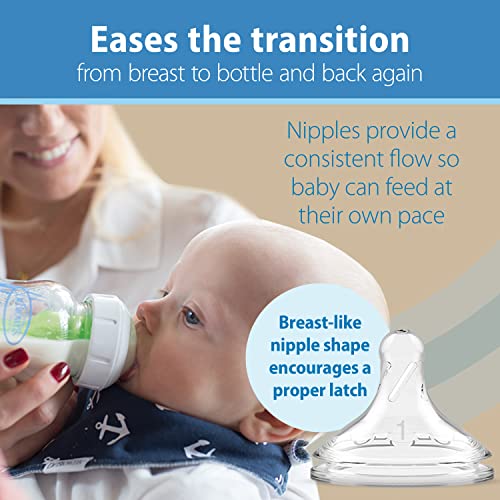 Dr. Brown's Natural Flow Anti-Colic Options+ Wide-Neck Glass Baby Bottle 5 oz/150 mL, with Level 1 Slow Flow Nipple, 1 Pack, 0m+