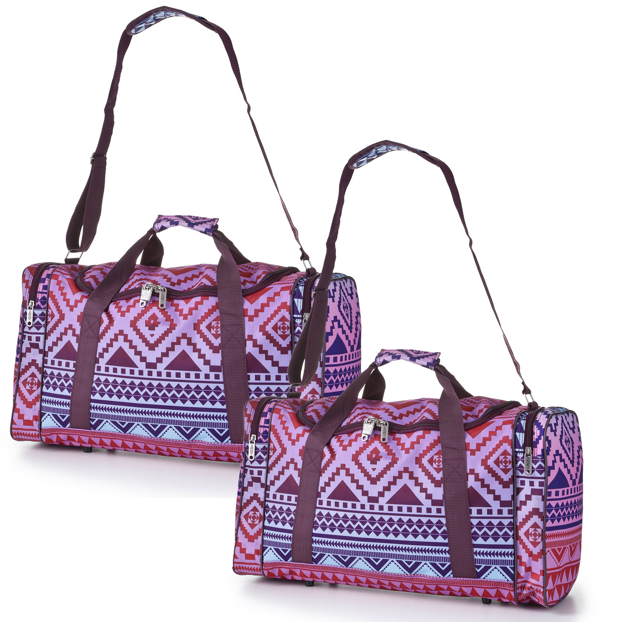 5 Cities Carry On Lightweight Small Hand Luggage Cabin on Flight & Holdalls (Aztec Multicolour x2)
