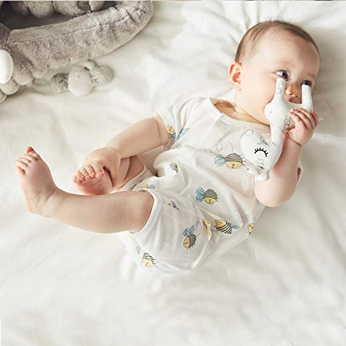 pureborn Baby Boys Girls Short Sleeve Cute Romper Summer One-Piece Outfits Cartoon Bees 0-3 Months