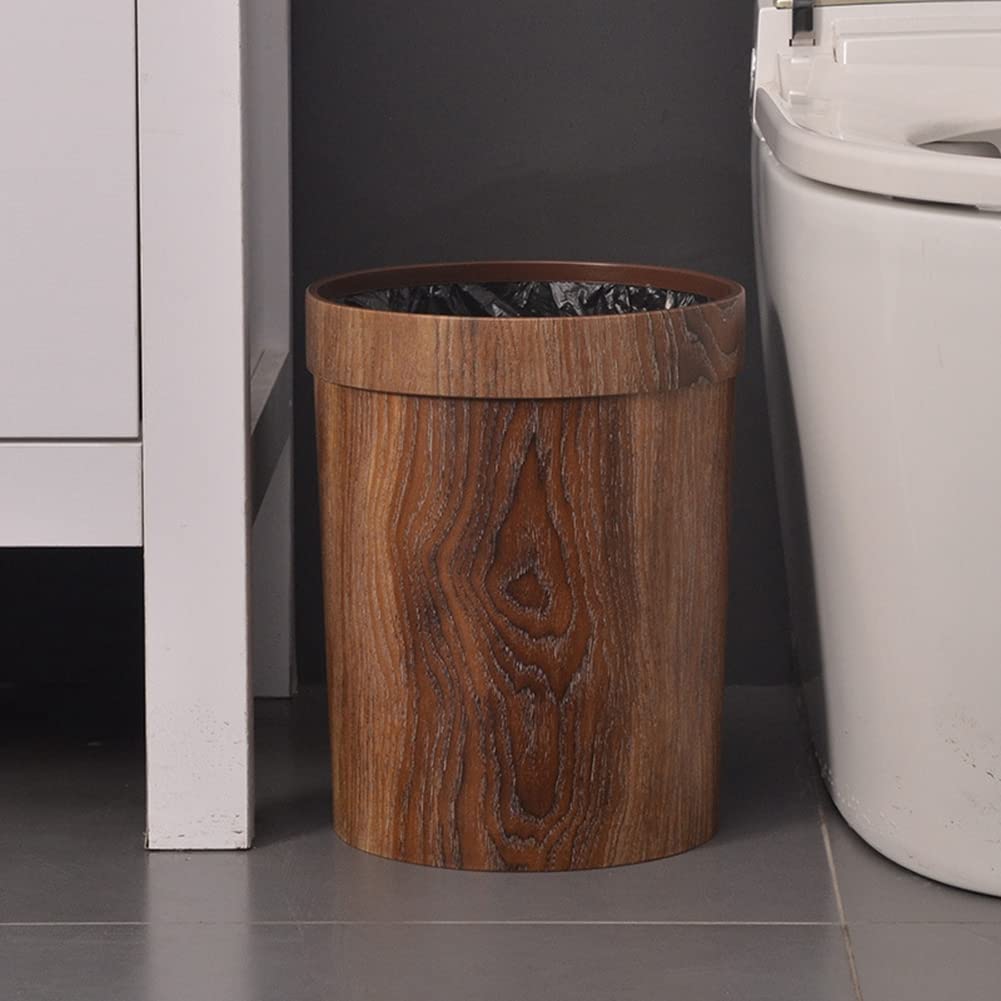 STACEY Retro Wood Grain Trash Can Household Living Room Kitchen Trash Can