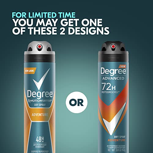 Degree Men Advanced Antiperspirant Deodorant Dry Spray Adventure 72-Hour Sweat and Odor Protection Deodorant For Men With MotionSense Technology, 3.8 Ounce (Pack of 3)