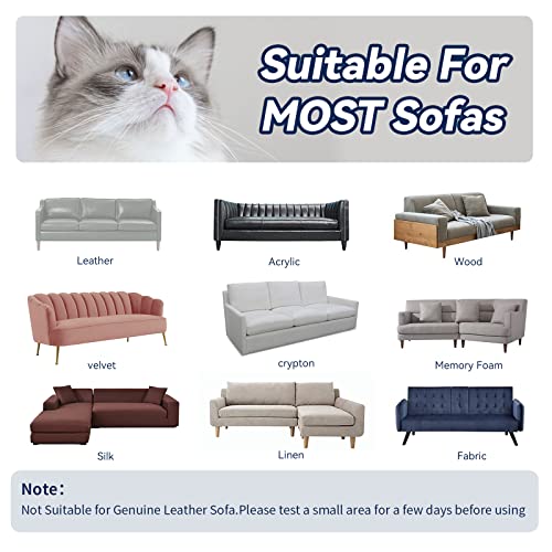 Anti Scratch Furniture Protectors from Cats - 10 Pack Cat Scratch Deterrent Tape Self Adhesive, Clear Plastic Cat Couch Protector for Sofa, Door (6 pcs 17" L 12" W + 4 pcs 17" L 6" W + 50 Pins)…