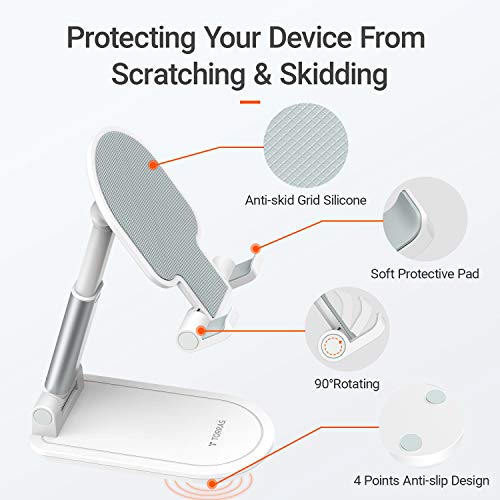 TORRAS Foldable Cell Phone Stand for Desk [Ultra-Portable] Adjustable Desktop Phone Holder Thick Case Friendly Phone Dock Compatible for iPhone 13 12 11 Pro Max, Samsung Galaxy S21+Ultra Note 20 & All