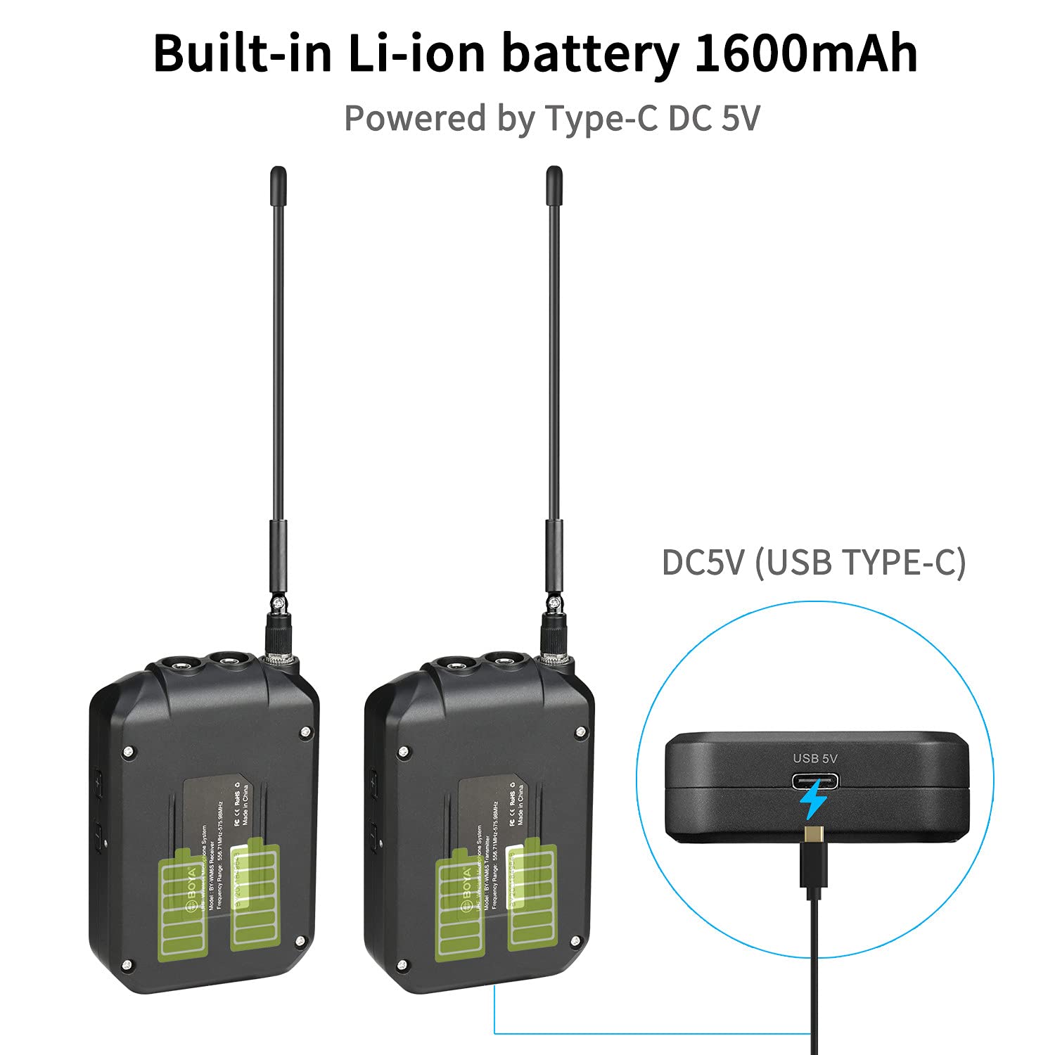 BOYA UHF Wireless Lavalier Microphone with 48-Channel, BY-WM6S, Broadcast Sound Quality and Integrity of Audio, Built-in Rechargeable Battery for Smartphone, Tablets, DSLR Camera, Sony Camcorder