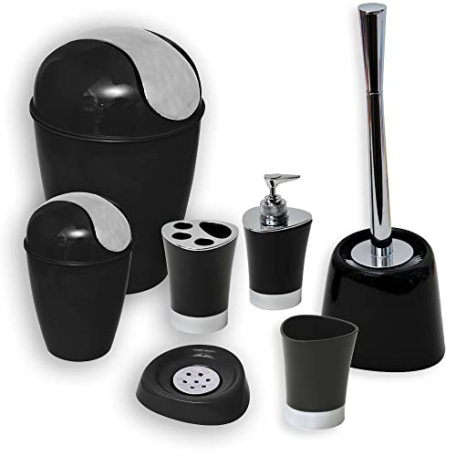 Evideco French Home Goods Black Mini Trash Can for Countertop 0.5 Liter -0.3 Gal Chrome Lid