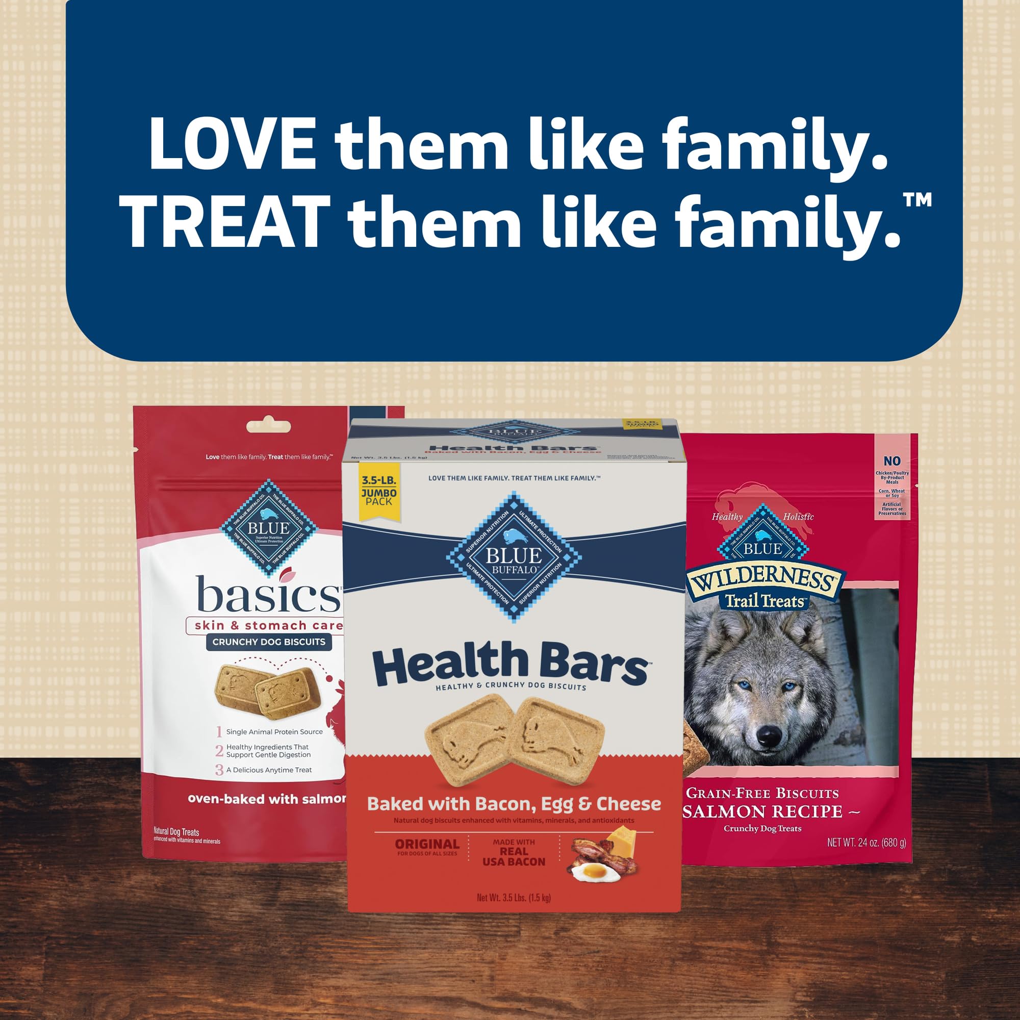 Blue Buffalo Health Bars Crunchy Dog Biscuits, Oven-Baked With Natural Ingredients, Bacon, Egg & Cheese, 3-lb Box