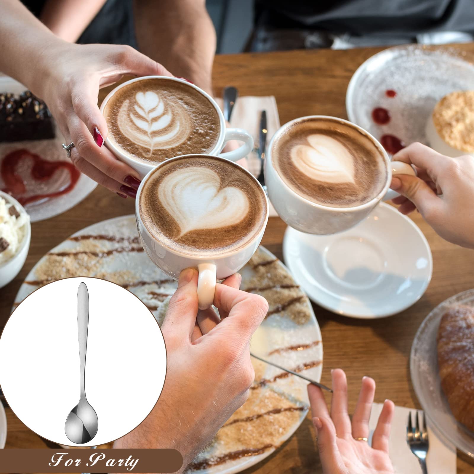 50 Pcs Teaspoons Demitasse Espresso Spoons 4.92 Stainless Steel Tablespoons Metal Dessert Spoon for Appetizer Sugar Ice Cream for Home Restaurant Kitchen, Mirror Polished, Dishwasher Safe