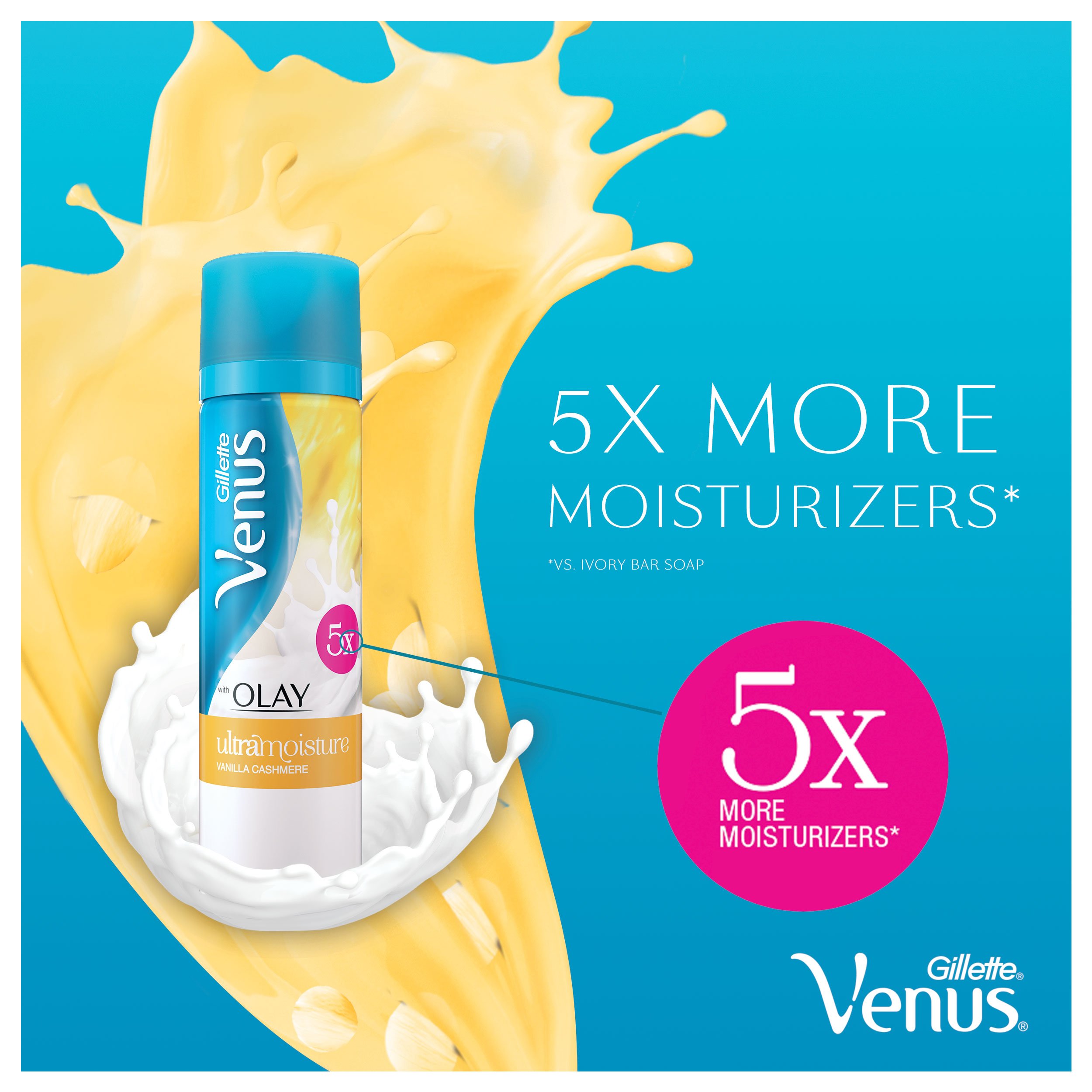 Gillette Venus with Olay UltraMoisture Vanilla Cashmere Women’s 6oz Shave Gel - Pack of 6