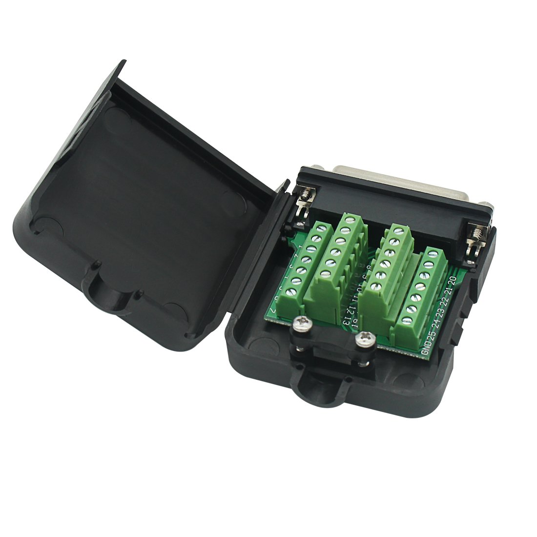 YIOVVOM DB25 Breakout Board Solder-Free Male Adapter 25-pin Port Adapter to Terminal Connector Signal Module Long Bolts and Nuts with case