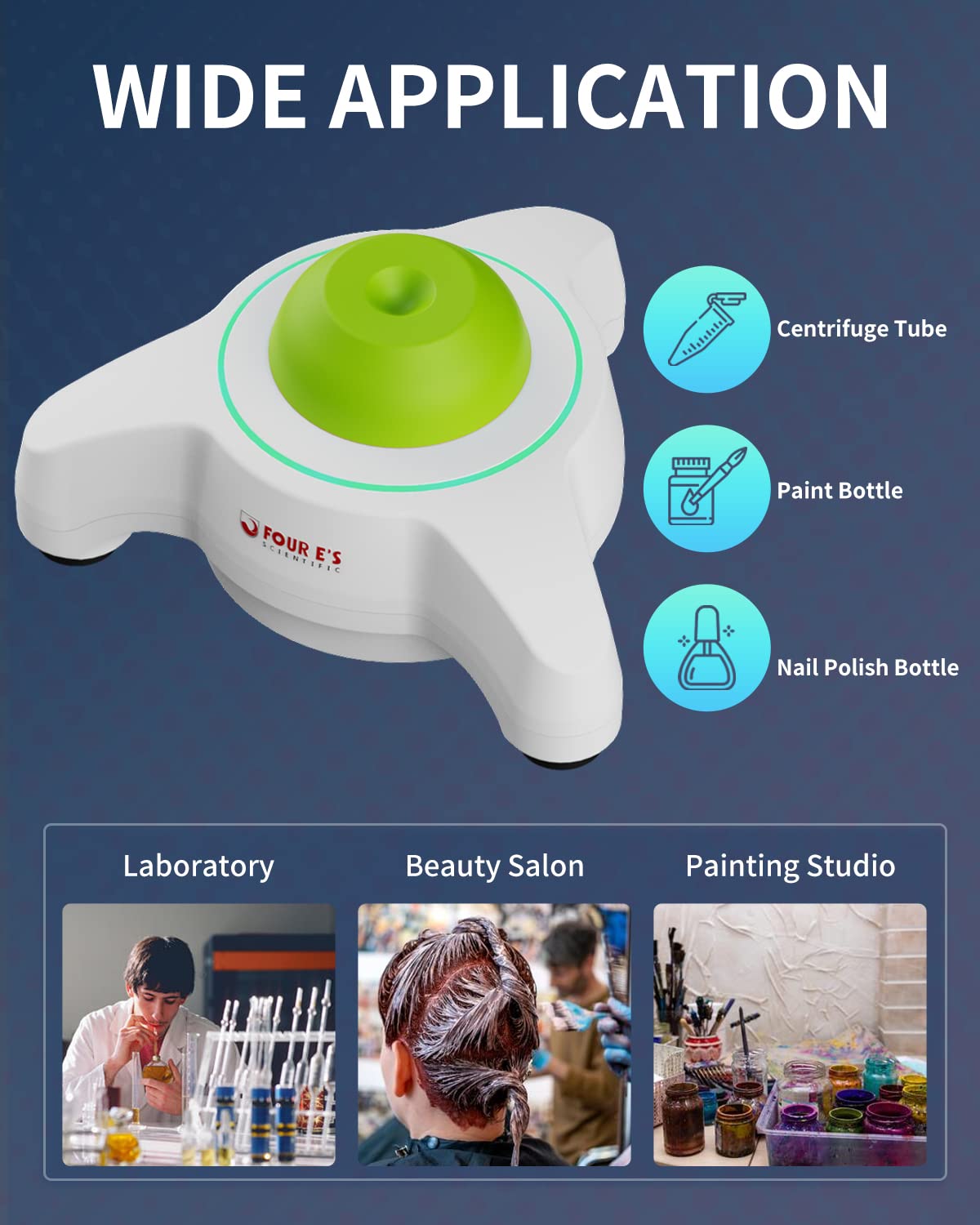 Mini Vortex Mixer with Extra Interchangeable Silicone Cap, Lab Vortex Shaker with Touch Function, 5600rpm, 6mm Orbital Diameter, for Acylic Paints, Nail Polish, Test Tubes, Green