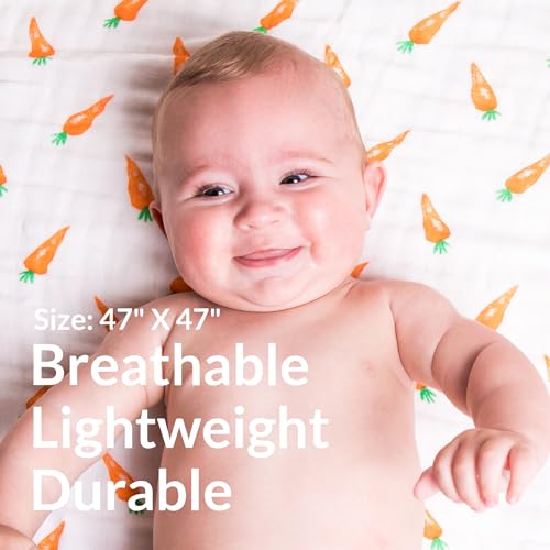 Malabar Baby Hypoallergenic Baby Swaddle Blanket, Soft Organic Cotton Muslin 47 X 47 inch Large Receiving Blanket for Unisex, Carrot