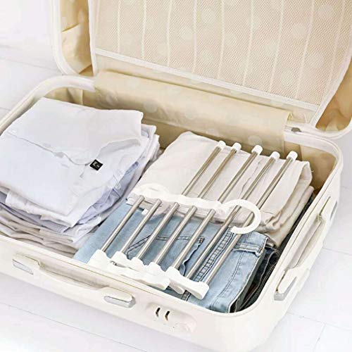 KLGDA_Home Foldable Clothes Drying Laundry Rack Multi-Layer Hanging Storage Rack Multi-Functional Magical Hanger Stainless Steel (White, 1Pc)