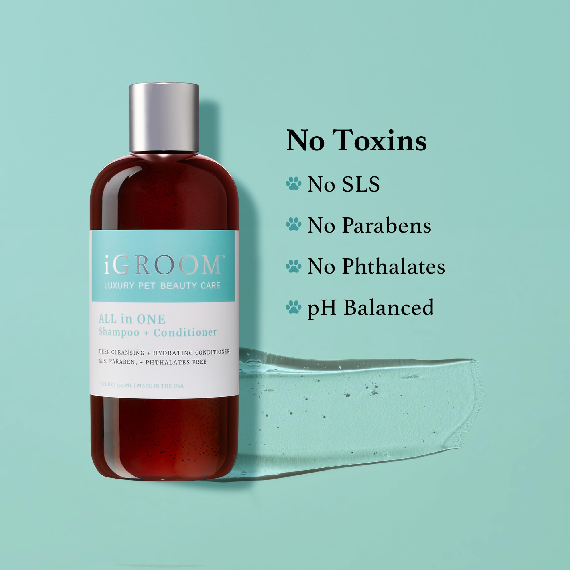 iGroom All-in-One Dog Shampoo + Conditioner, Luxury Pet Beauty Care, Deep Clean All Coat Types, Hydrate and Condition Coat, Made in The USA, 16 oz