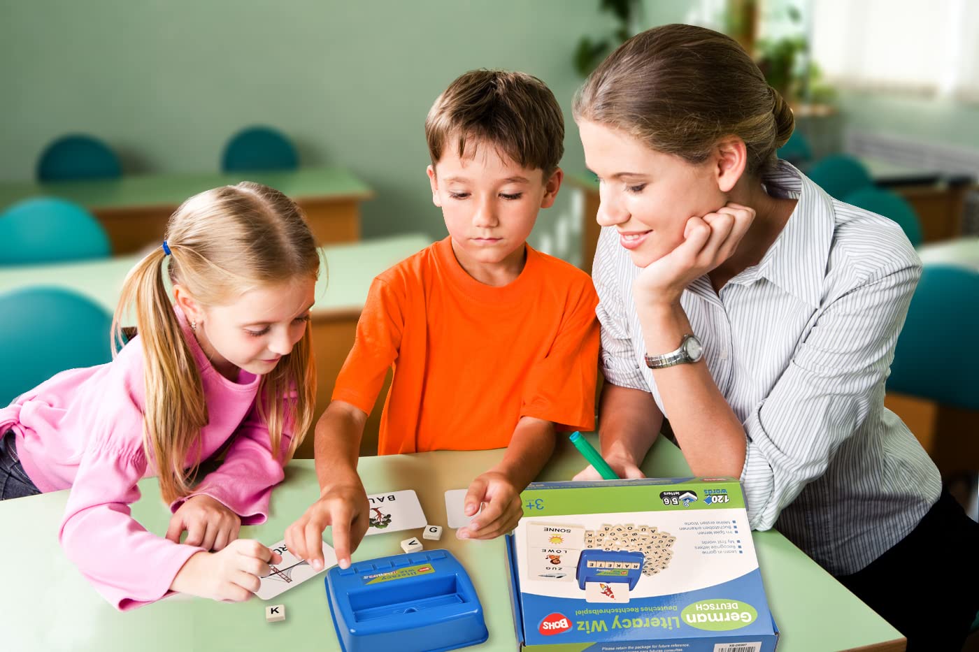 BOHS German Literacy Wiz Fun Game - See and Hide Spelling - Preschool Language Learning Educational Toys