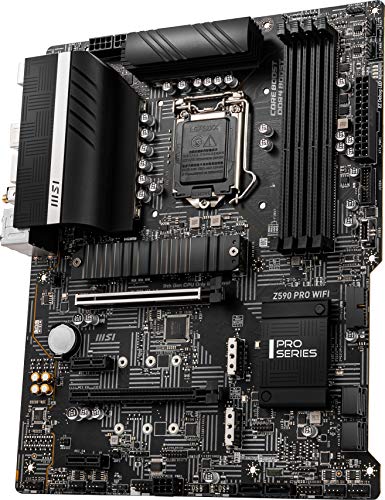 MSI Z590 PRO WiFi ProSeries Motherboard (ATX, 11th/10th Gen Intel Core, LGA 1200 Socket, DDR4, PCIe 4, M.2 Slots, USB 3.2 Gen 2, 2.5G LAN, DP/HDMI, Wi-Fi 6E)
