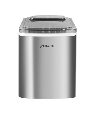 Panana Smart Countertop Ice Makers,Automatic Clean,Portable Ice Maker 9 Cubes Ready in 7-10min,26lbs/24H,for Home Kitchen Party Camping,Silver