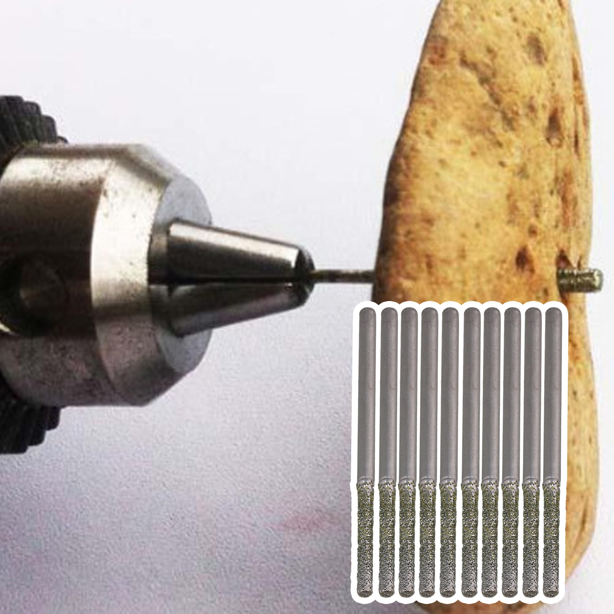 BQLZR 2MM Silver Extended Gems Drill Bits Bowlder Pearls Jewelry Agates Hole Coated Drill Bits Pack of 10