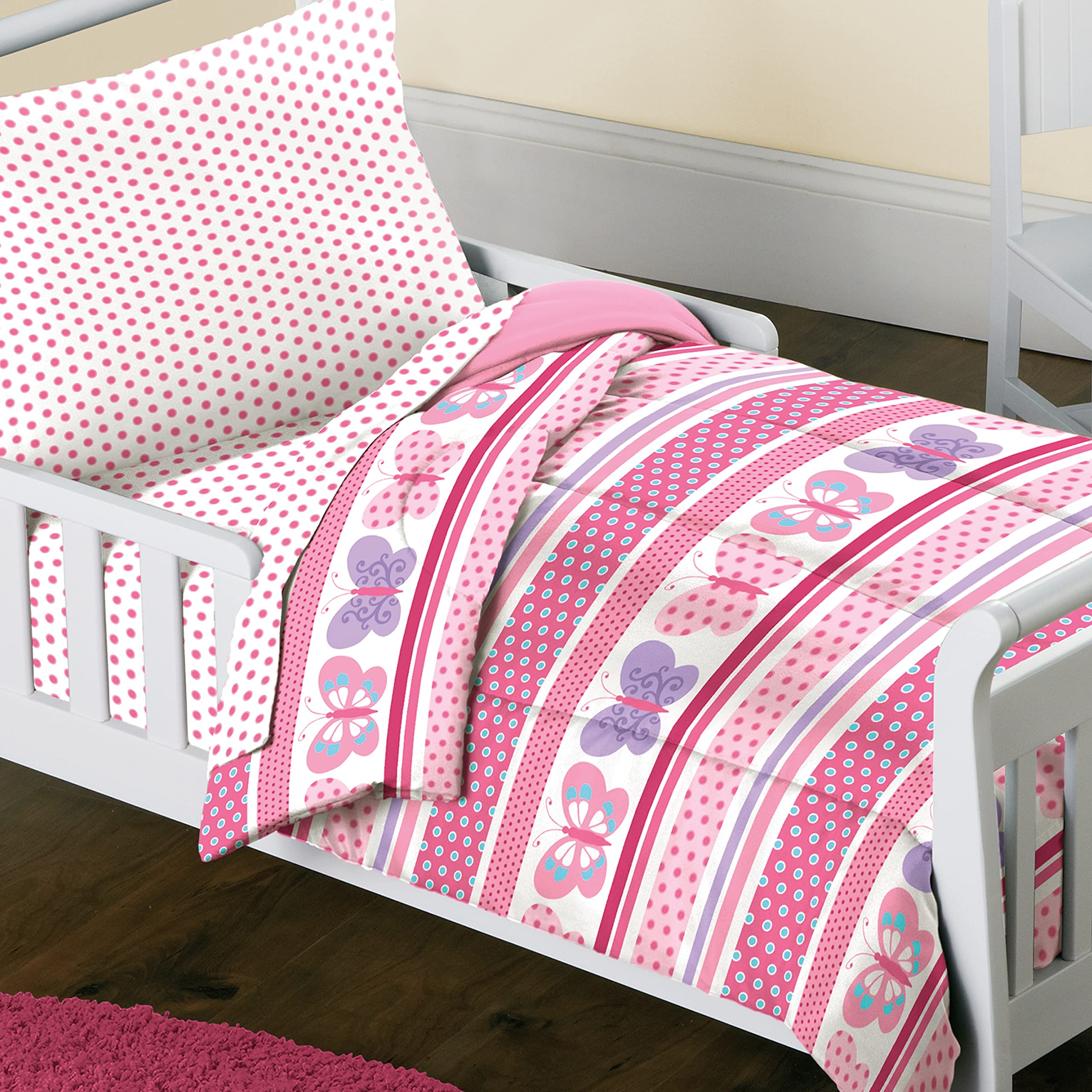 Dream Factory Butterfly Dots Comforter Set, Toddler, Multi