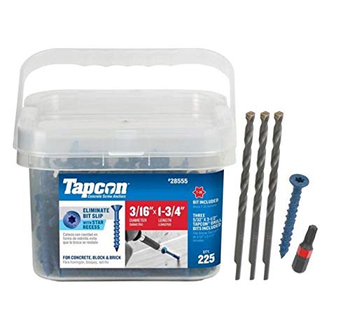 Tapcon 28555 3/16x1-3/4 Blue Star Drive Bugle Head Concrete Anchors 225/Box