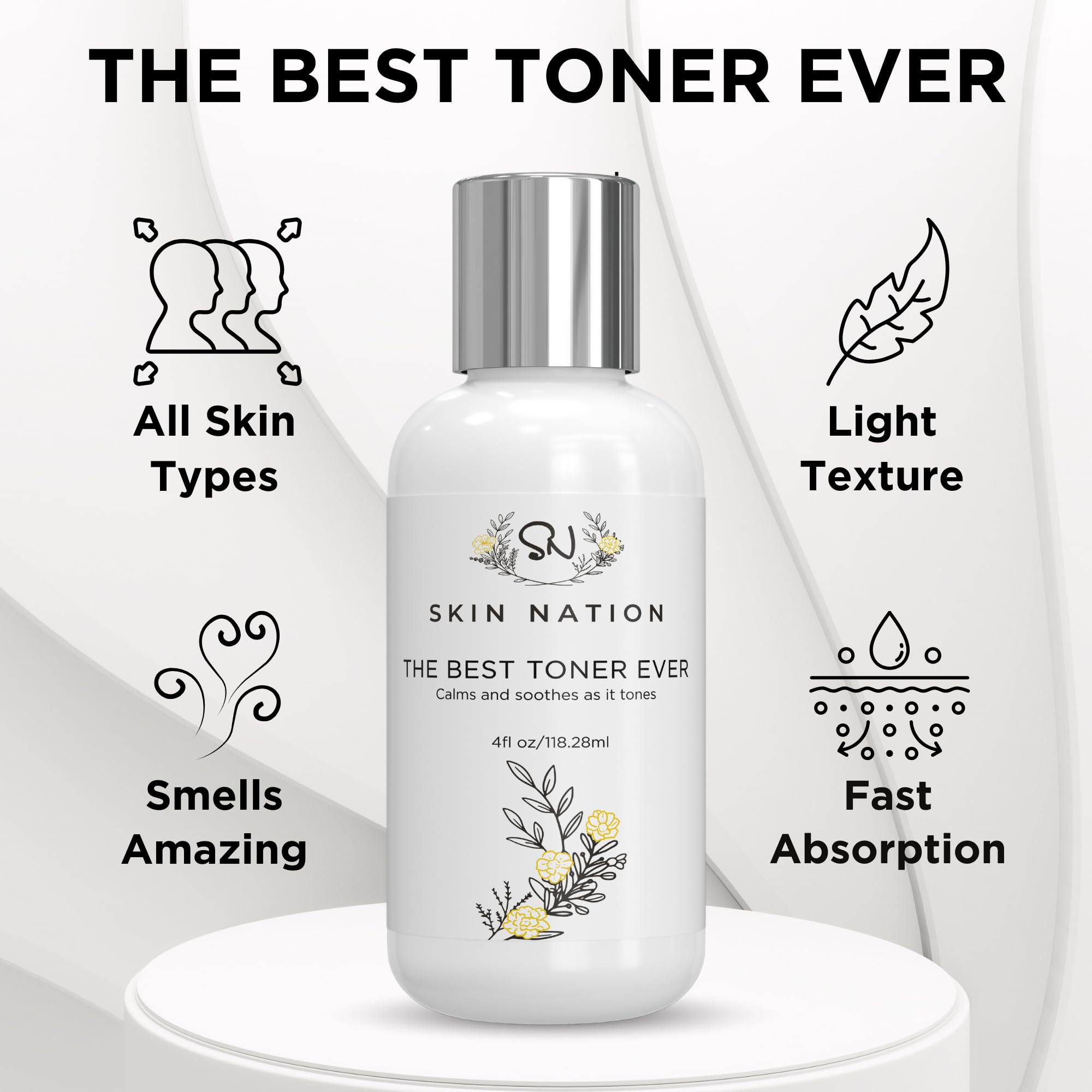 Refreshing Toner for Face with Rose Water and Organic Aloe for True Moisturization, Gentle Pore Cleaner & Pore Minimizer for Face, Hydrating Toner, Cruelty Free, Paraben Free, Skincare 4.0 Fl Oz