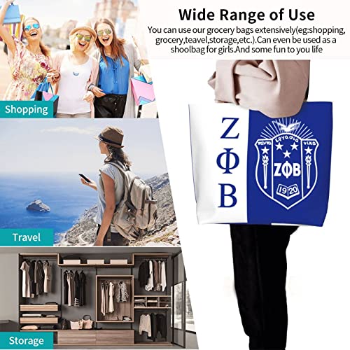 Lunch Bag Tote Bag Ze-ta Beta Large Women Reusable Beach Bags Shoulder Bag Handbag Waterproof for Travel Shopping One Size