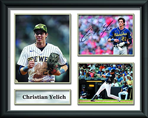 Christian Yelich Reprint Signed Photo Picture Poster Framed Display Decorations Fan Gifts Memorabilia Wall Art
