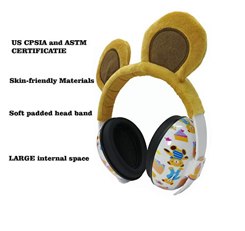 PORMUCAL Baby Ear Protection Ear muffs For 3 Months To 2+ Years Noise Reduction Hearing protection For Infant And Toddlers With Bear Ear. (Brown)