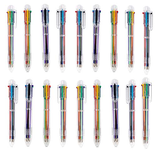 Huji Multicolor 0.5mm Ballpoint Pens for School Supplies Office Arts & Crafts Students Little Ones Party Favor Gift (Multicolor Retractable Pens – 18 PK 6 in 1)