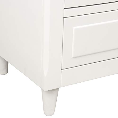 Knocbel 3-Drawer Night Stand, Solid Wood Bedside Nightstand Sofa Side End Table, Fully Assembled, 28.1" H x 27.9" W x 16.9" D (White)