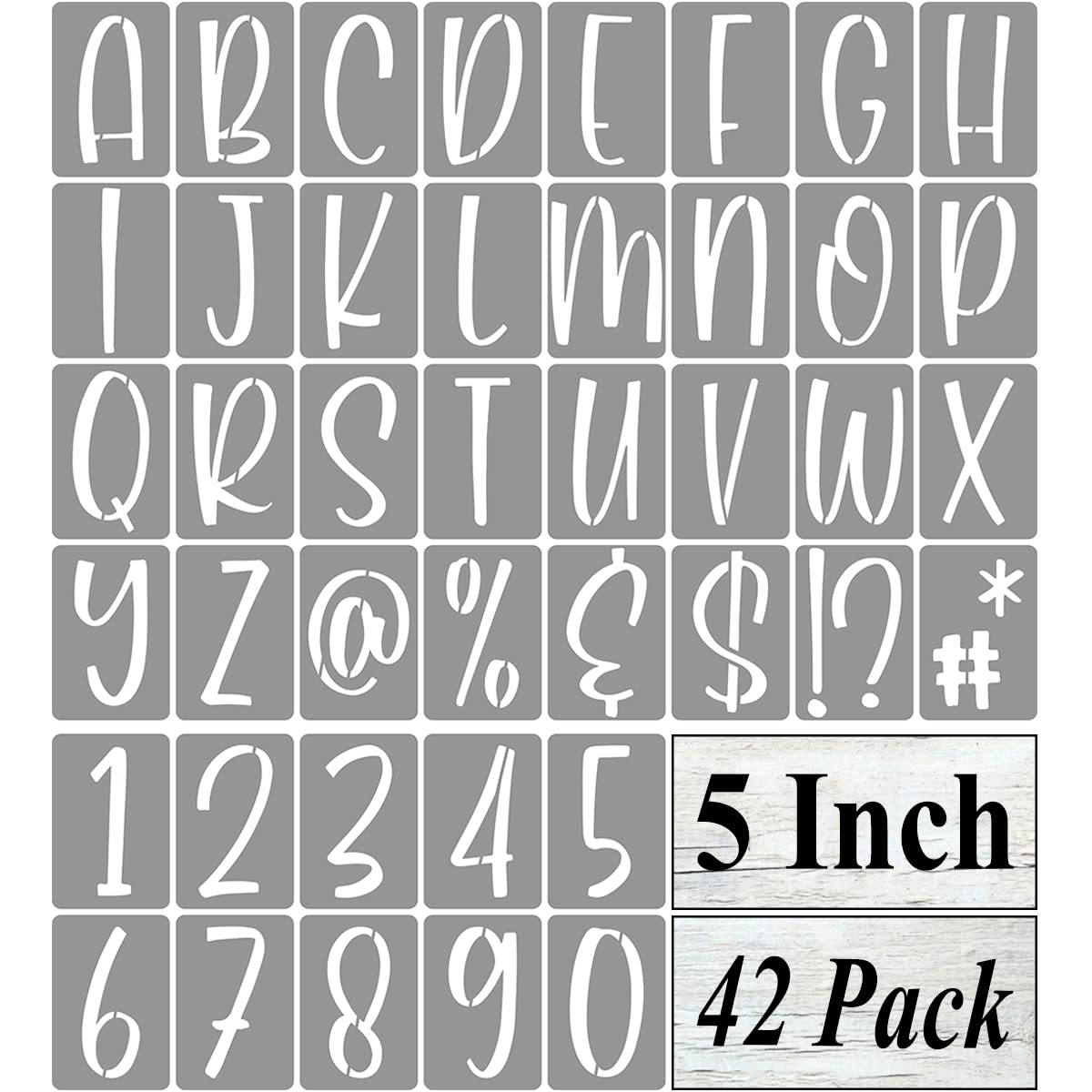 5 Inch Alphabet Letter Stencils for Painting - 42 Pack Letter and Number Stencil Templates with Signs for Painting on Wood, Reusable Letters and Numbers Stencils for Chalkboard Wood Signs & Wall Art