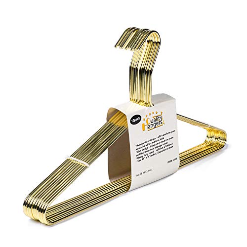 Quality Gold Modern Extra Heavy Duty Metal Hangers β Clothing Thin Compact Hanger β Coated Metal Hangers for Wardrobe β Shirt Pants Slim Hanger - 10 Pack